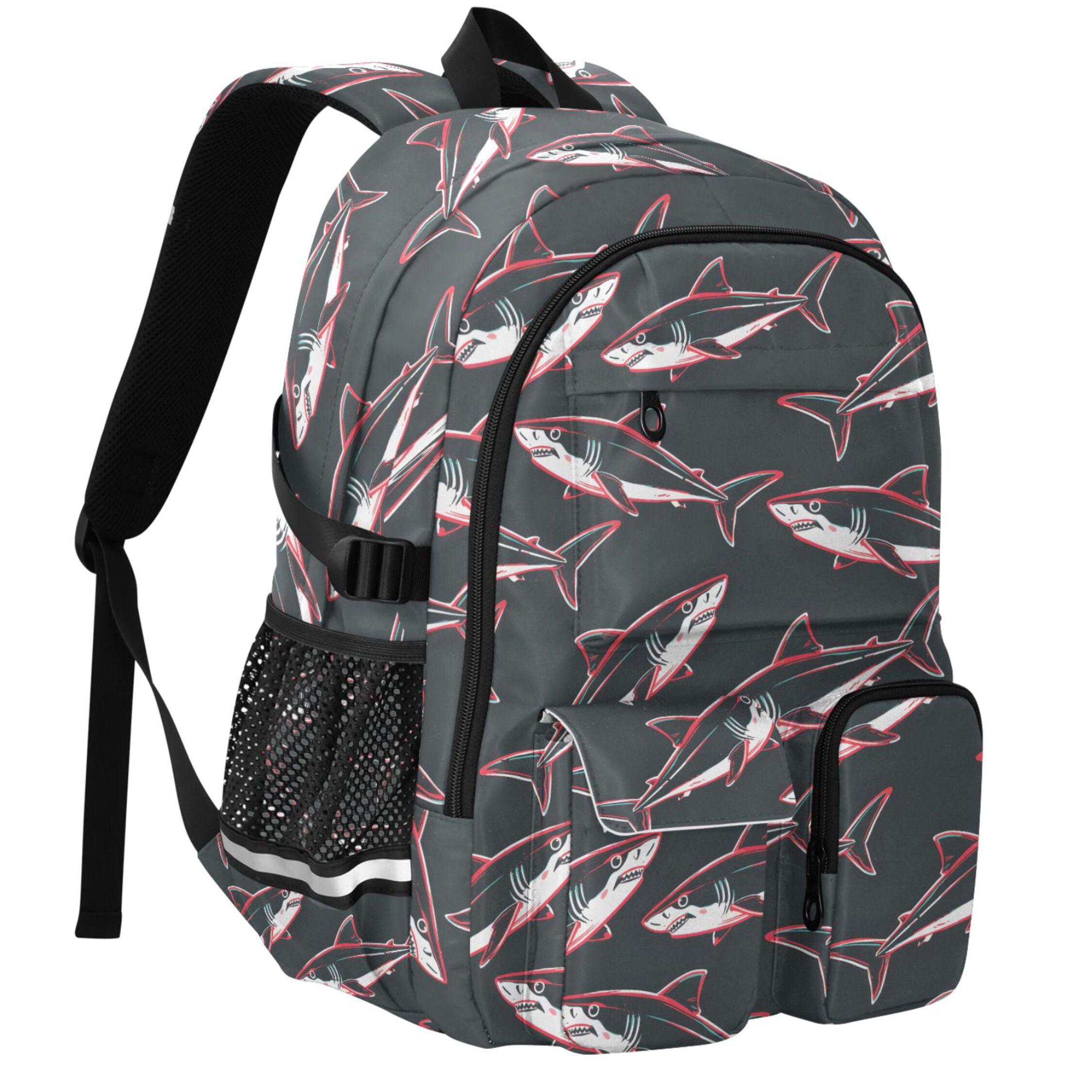 ALAZA Sharks with Red Print Student Backpack School Bookbag Large ...