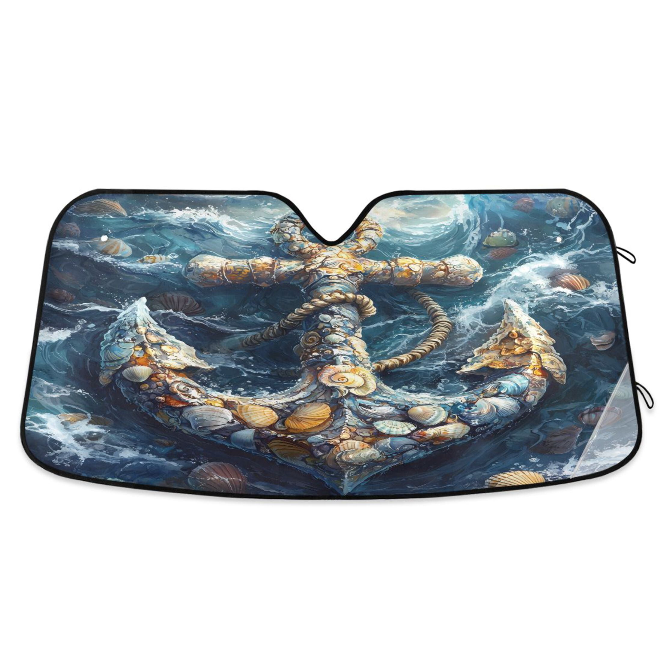 ALAZA Shell Anchors Windshield Sun Shade Car Foldable Visor Block UV ...