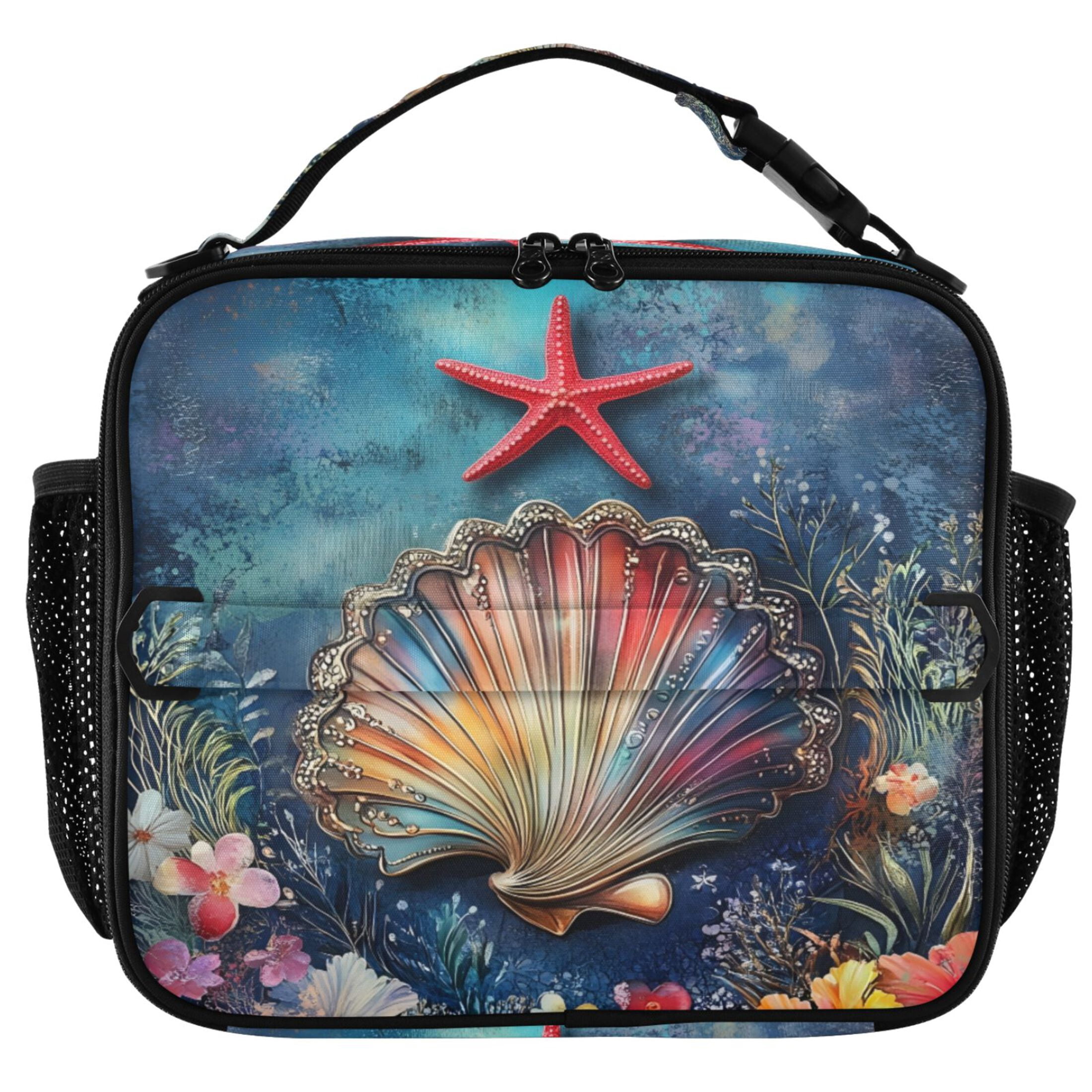 ALAZA Shell and Starfish Insulated Lunch Box Lunch Bag Cooler Tote with ...