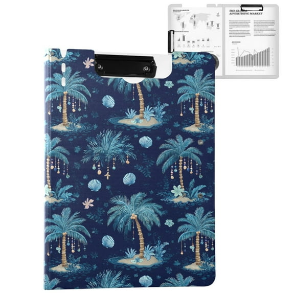 ALAZA Shells Palm Trees A4 Foldable Clipboard 360 Degree Folder Binder ...