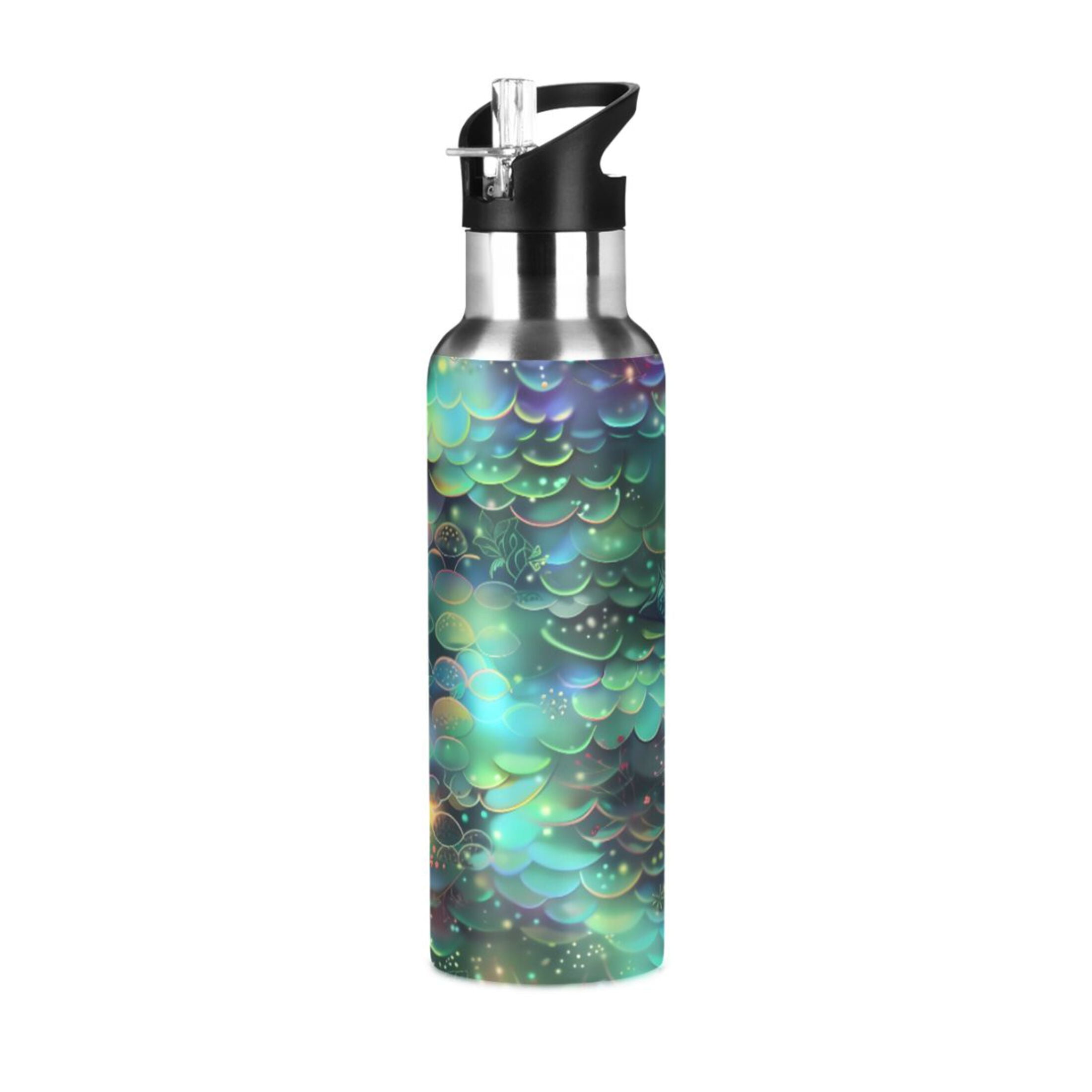 ALAZA Shiney Fish Scales Water Bottle Insulated Flask Stainless Steel ...