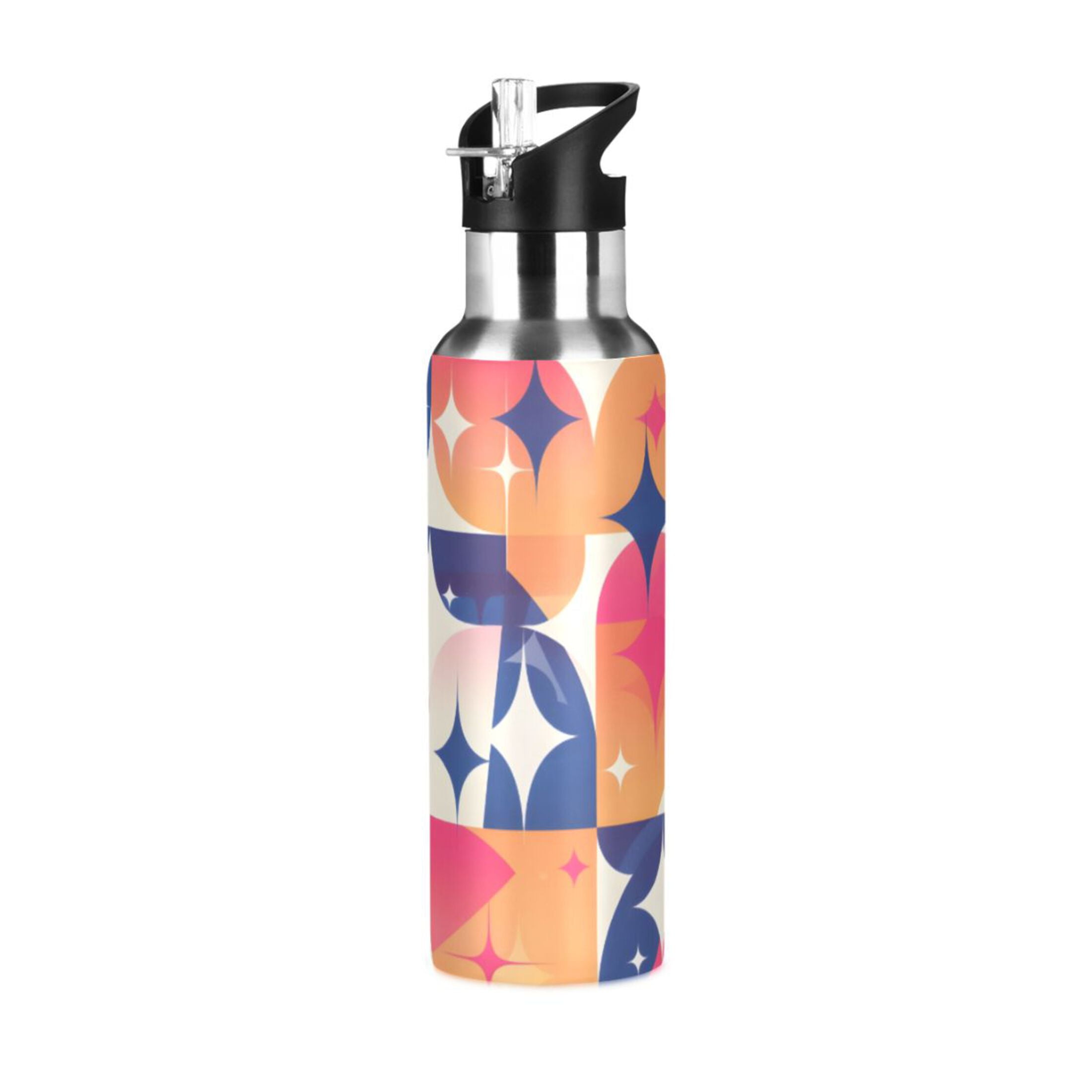 ALAZA Shiny Geometric Print Water Bottle Insulated Flask Stainless ...