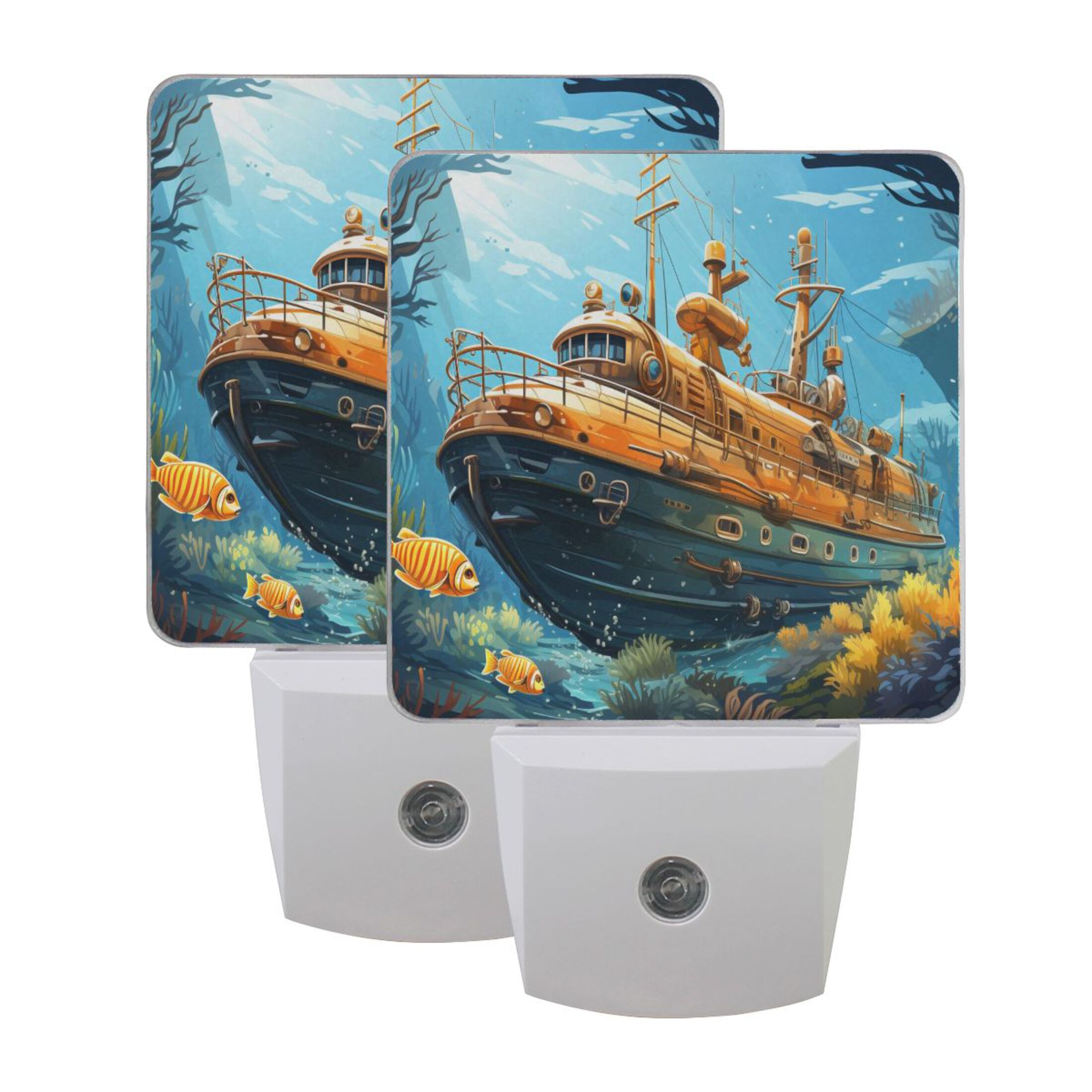 ALAZA Ship in Sea Night Lights 2 Pack Plug-in Wall LED Nightlight Auto ...