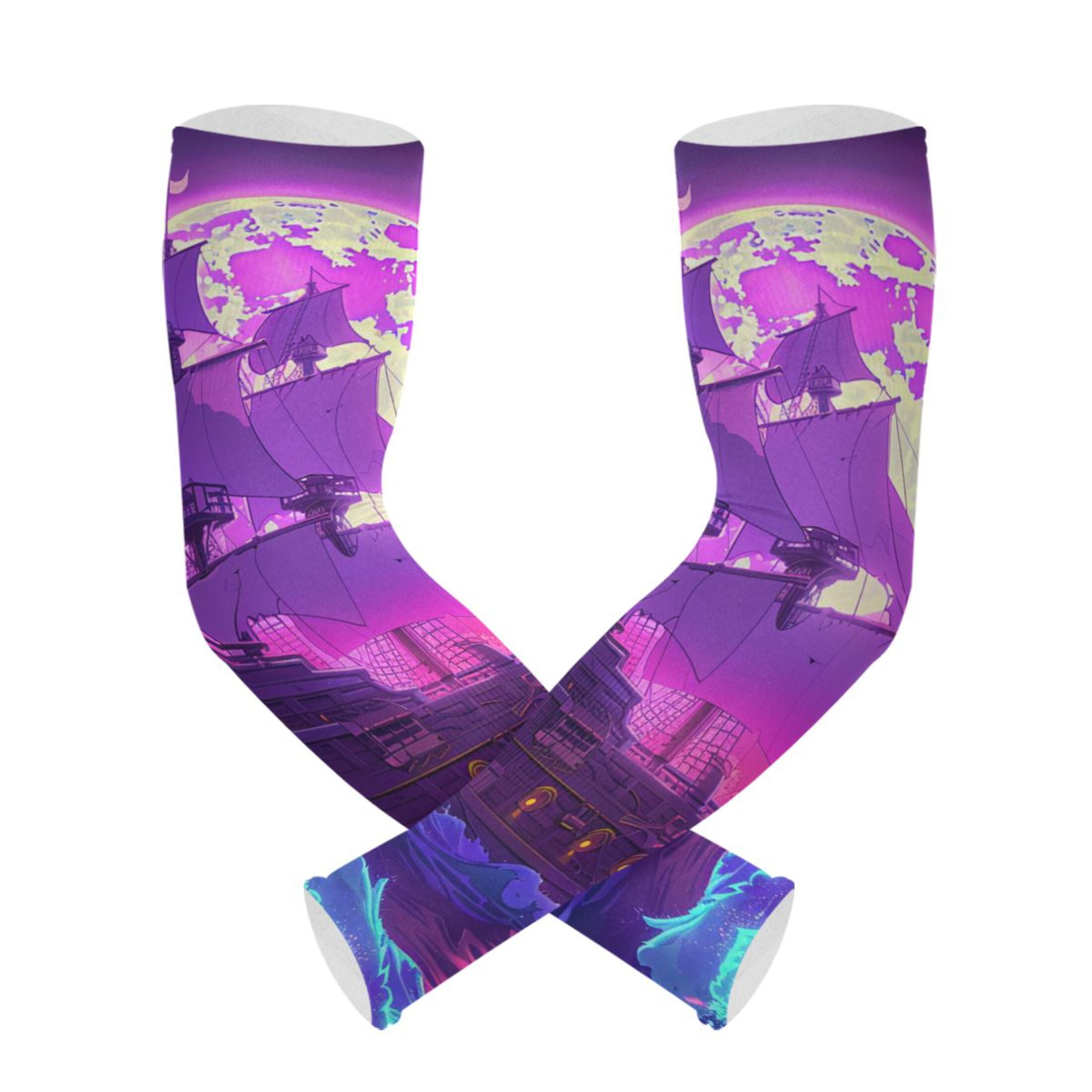 ALAZA Ship with Moon Landscape UV Sun Protection Arm Sleeves UPF 50 ...