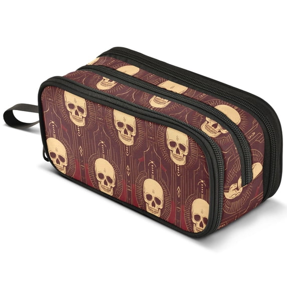 ALAZA Skeleton Mandala Pencil Case Bag Large 3 Compartment Pen Pouch ...