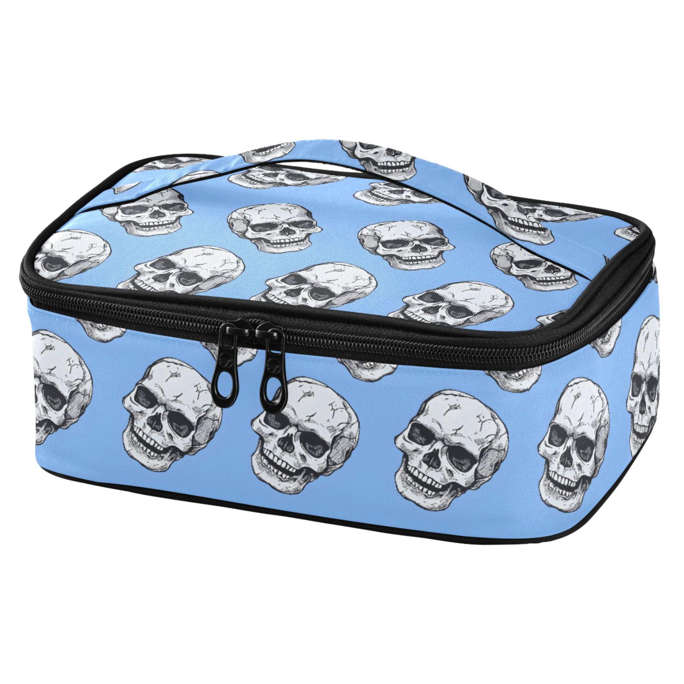 ALAZA Skeleton Skull Head Lunch Box Insulated Cooler Tote Bag Reusable ...