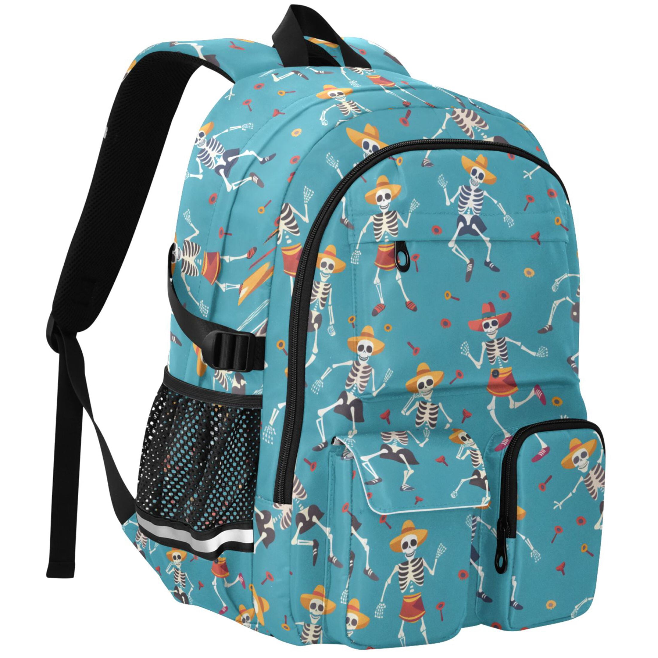 ALAZA Skull Dance Print Student Backpack School Bookbag Large Laptop ...