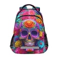 ALAZA Skull Ethnic Flowers Pattern Backpack Elementary School Bags ...