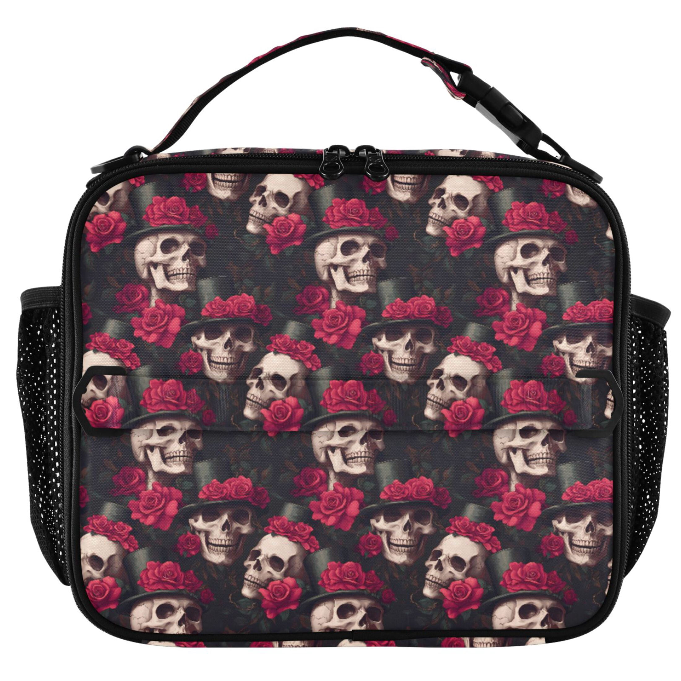 ALAZA Skull Roses Flower-p2 Insulated Lunch Box Lunch Bag Cooler Tote ...