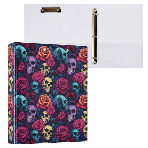 ALAZA Skull Roses Hardcover 3 Ring Binder 1.5" D-Rings with Interior ...