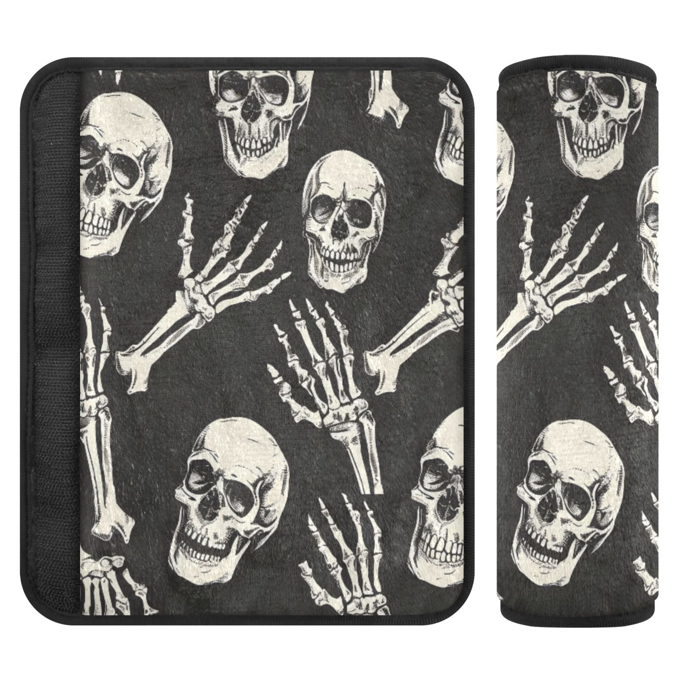 ALAZA Skull Skeleton Hands Car Seat Belt Adjuster Neck Covers Shoulder ...