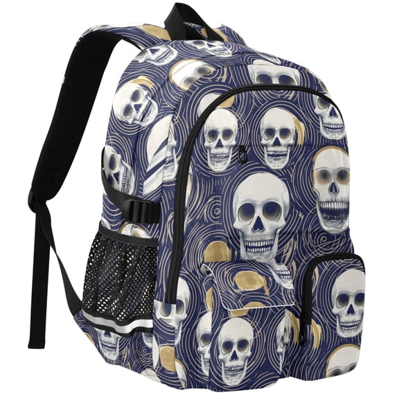 ALAZA Skull Swirl Line Print Student Backpack School Bookbag Large ...