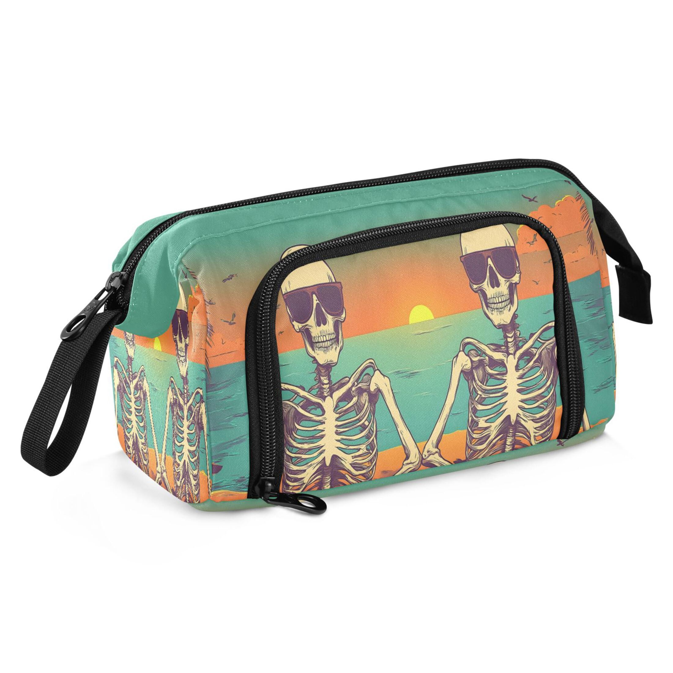 ALAZA Skull Tropical Beach Sunset Pencil Pouch Big Capacity Pencil Case ...