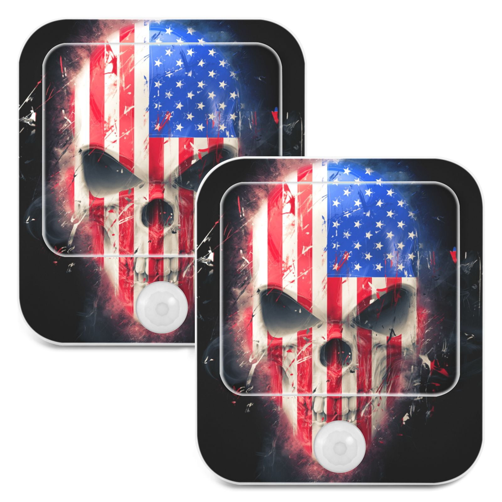 ALAZA Skull Usa American Flag Cute Night Lights Plug into Wall -2 Pack ...