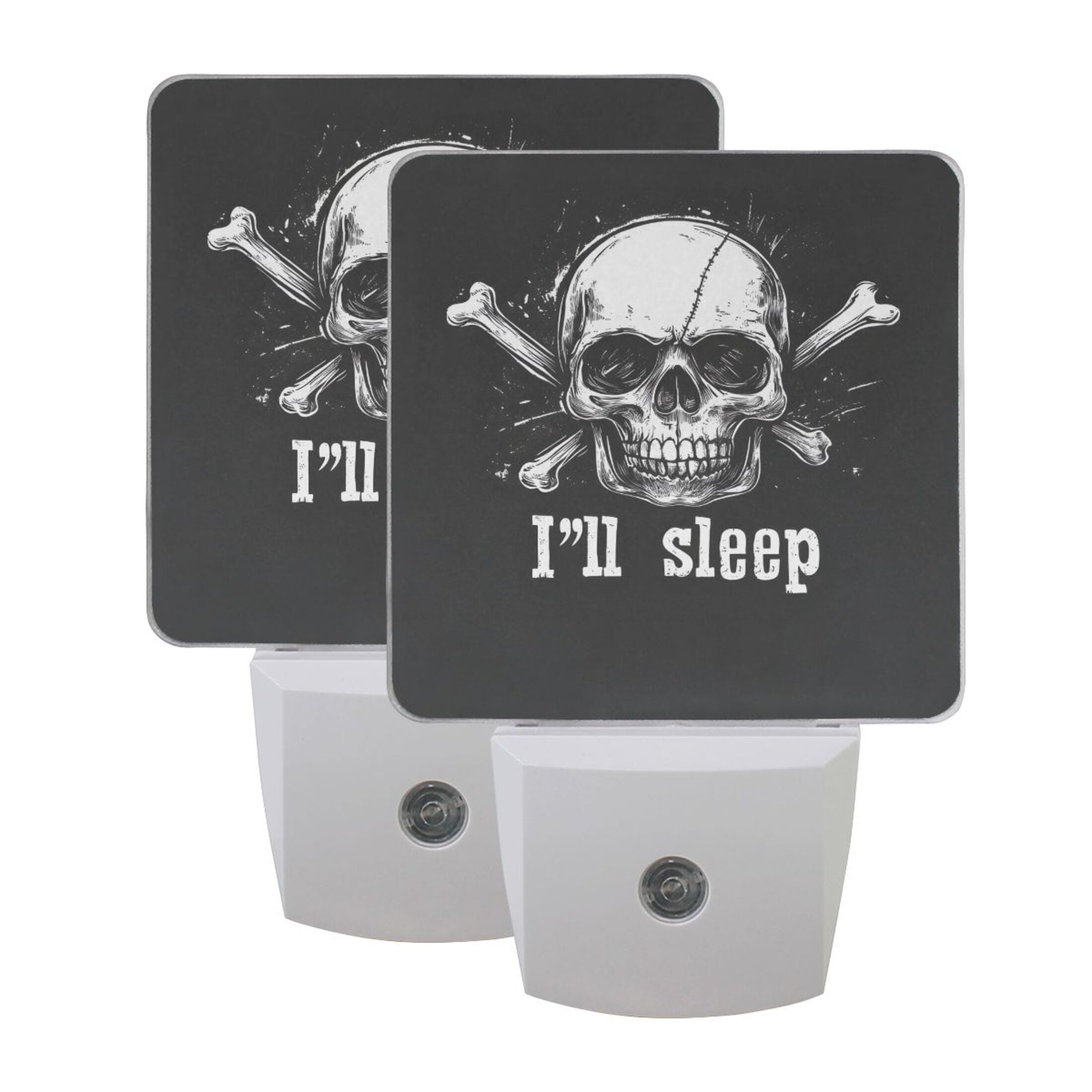 ALAZA Skull on Black Night Lights 2 Pack Plug-in Wall LED Nightlight ...