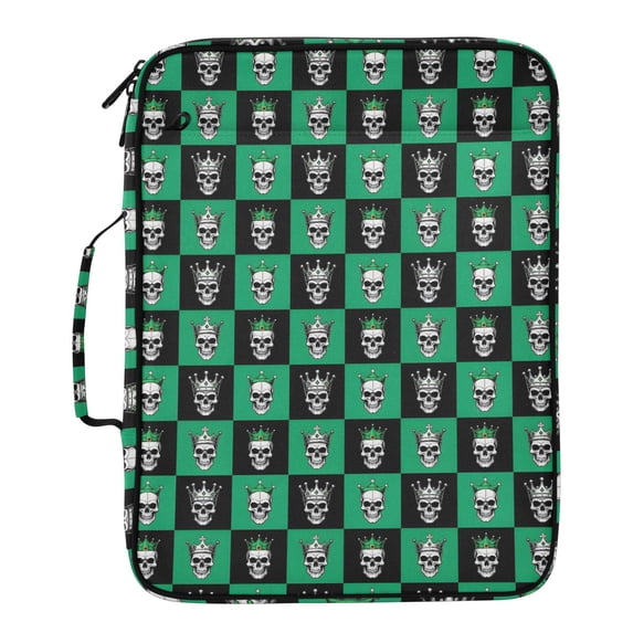 ALAZA Skull on Checkered Pattern Expanding Accordion File Folder 3 Ring ...