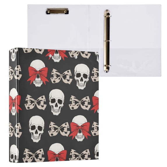 ALAZA Skull with Bow Hardcover 3 Ring Binder 1.5" D-Rings with Interior ...