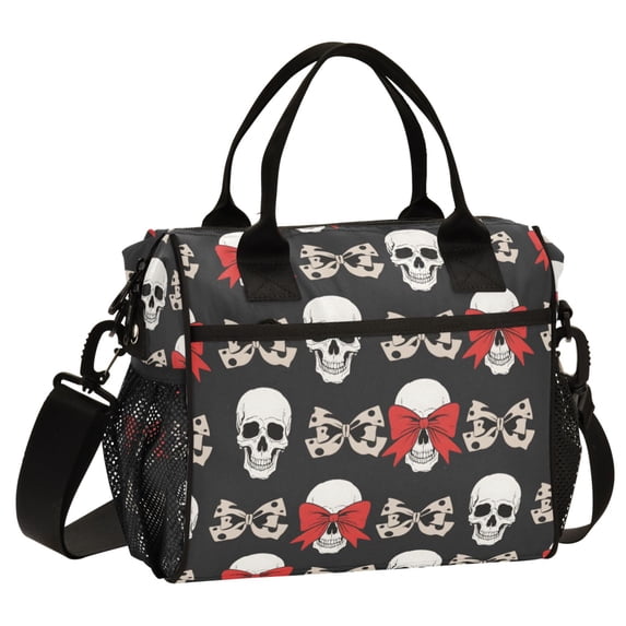 ALAZA Skull with Bow Print Cooler Lunch Bag Insulated Reusable Lunch ...