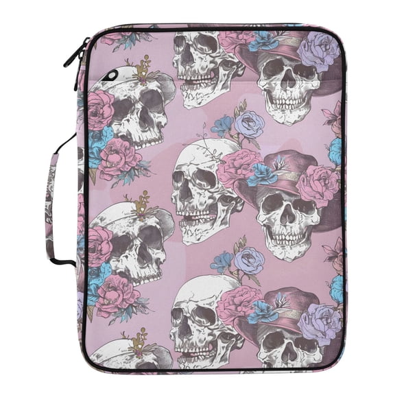 ALAZA Skull with Floral Pattern Expanding Accordion File Folder 3 Ring ...