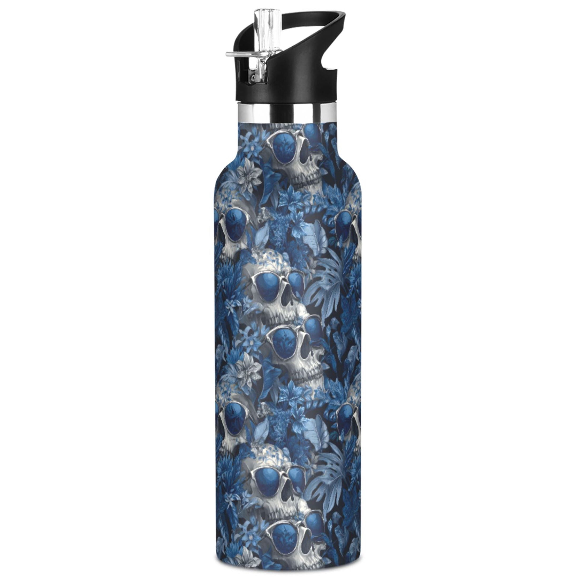 ALAZA Skull with Sunglasses Pattern Stainless Steel Water Bottle Vacuum ...