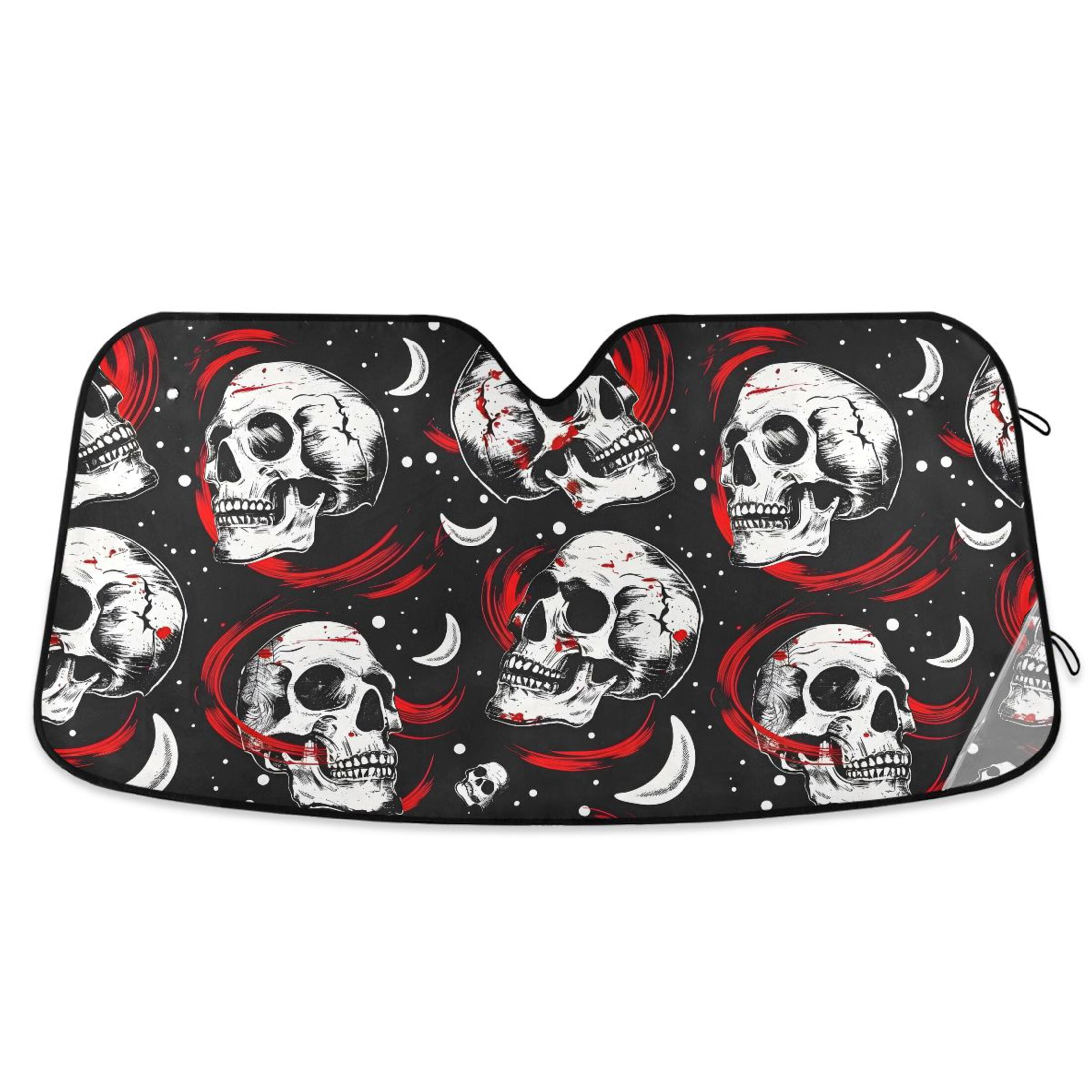 ALAZA Skulls and Moon Pattern Car Windshield Sun Shade Foldable UV Ray ...