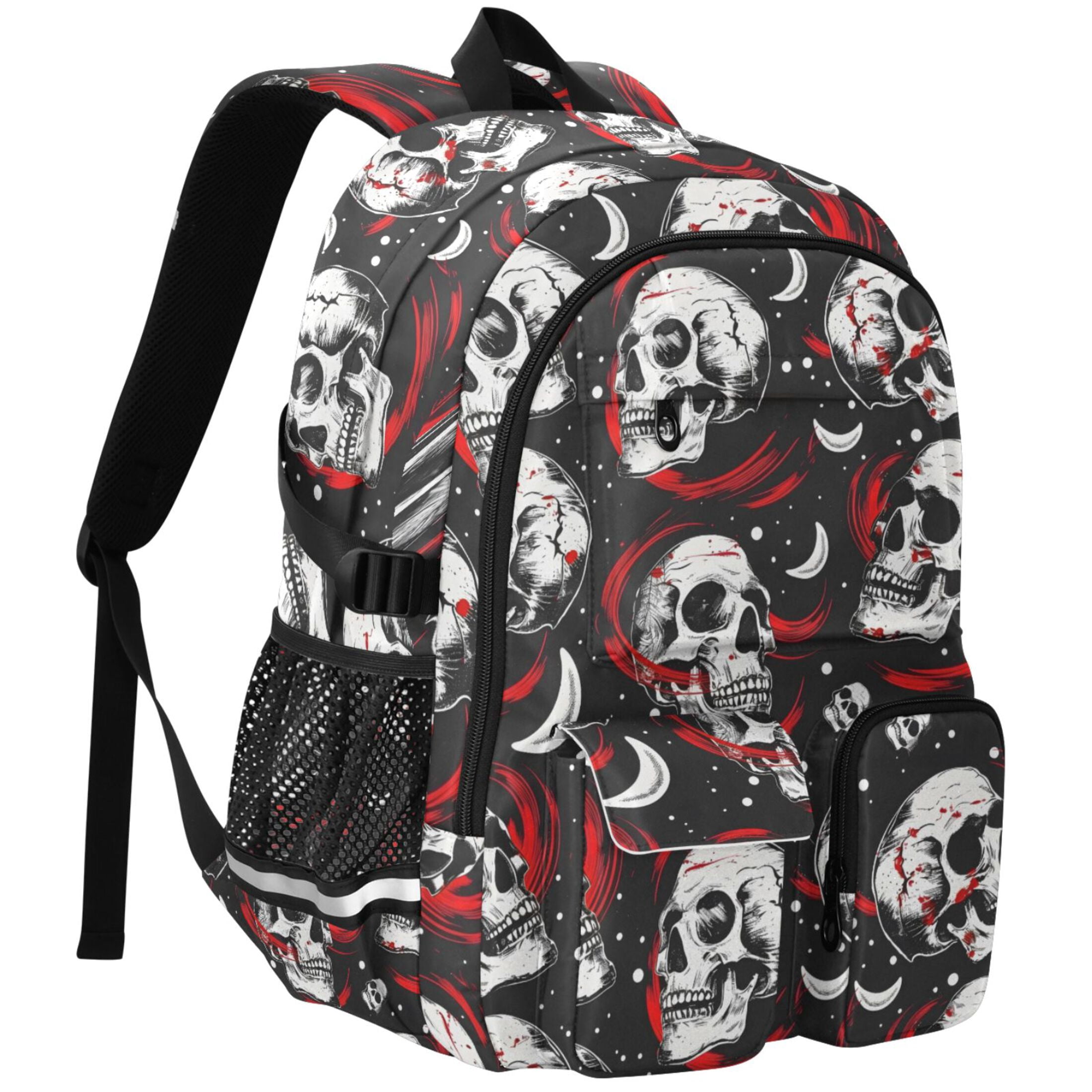 ALAZA Skulls and Moon Print Student Backpack School Bookbag Large ...