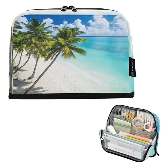 ALAZA Sky Palm Tree Beach Pencil Case Pen Pouch Bag Large Capacity ...
