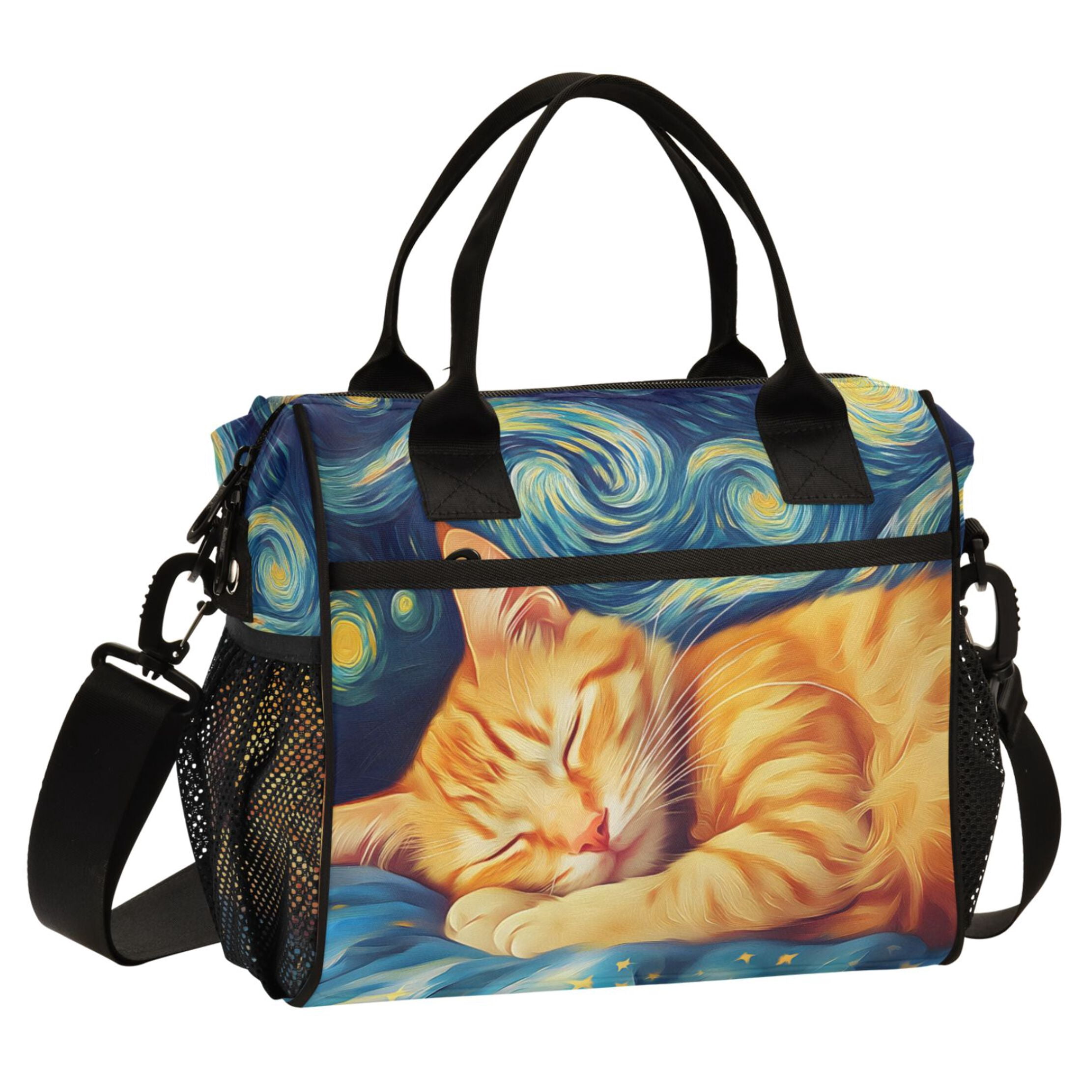 ALAZA Sleeping Cat Print Cooler Lunch Bag Insulated Reusable Lunch Tote ...