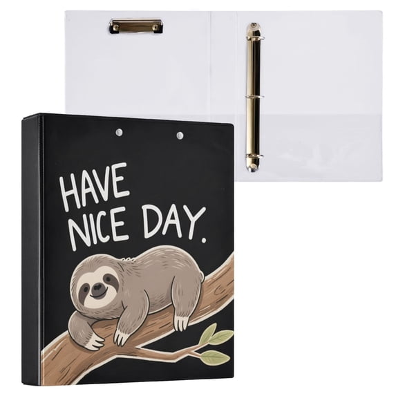ALAZA Sloth Cute Hardcover 3 Ring Binder 1.5" D-Rings with Interior ...