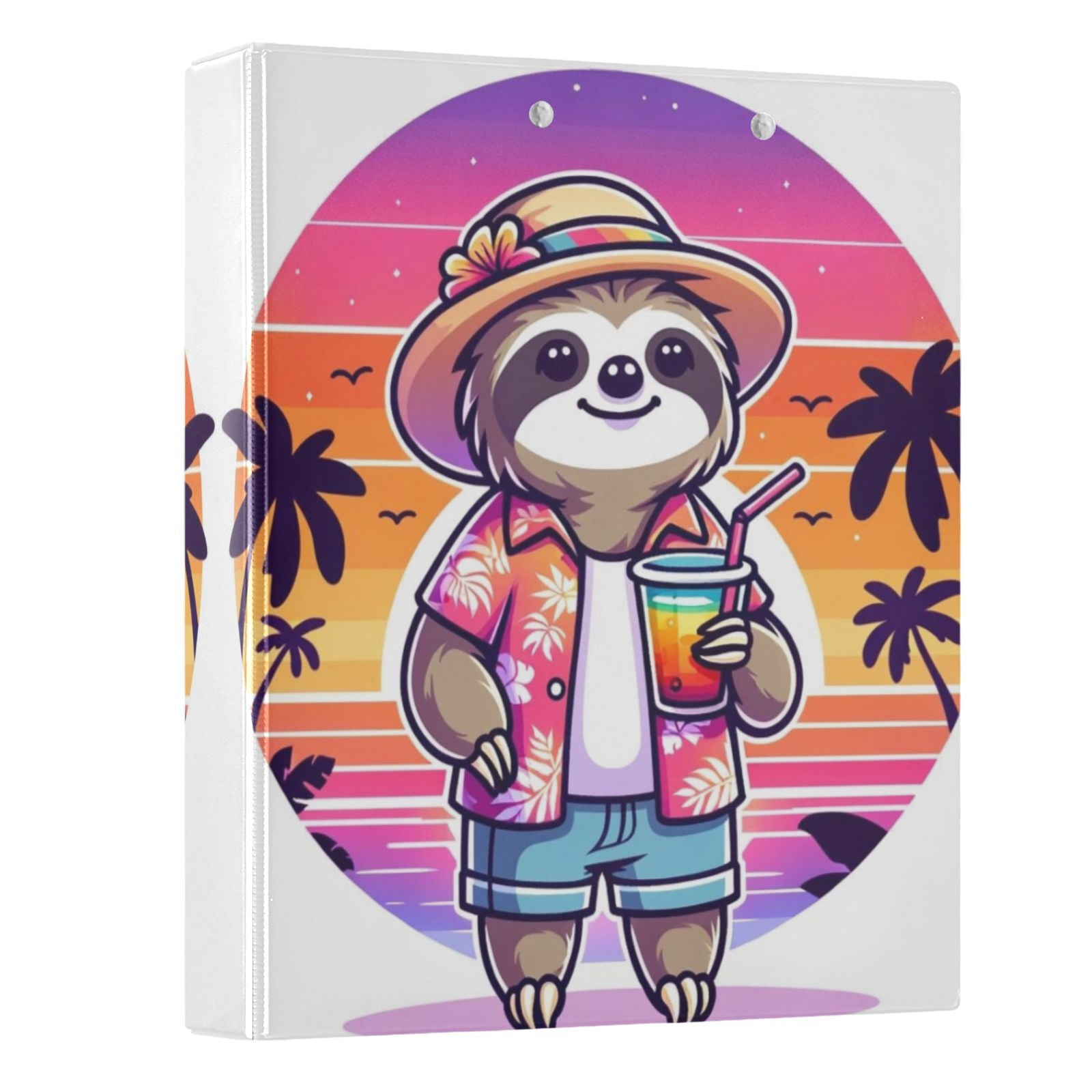 ALAZA Sloth Summer Beach 3 Ring Binder 1.5 Inch Three Ring Office ...
