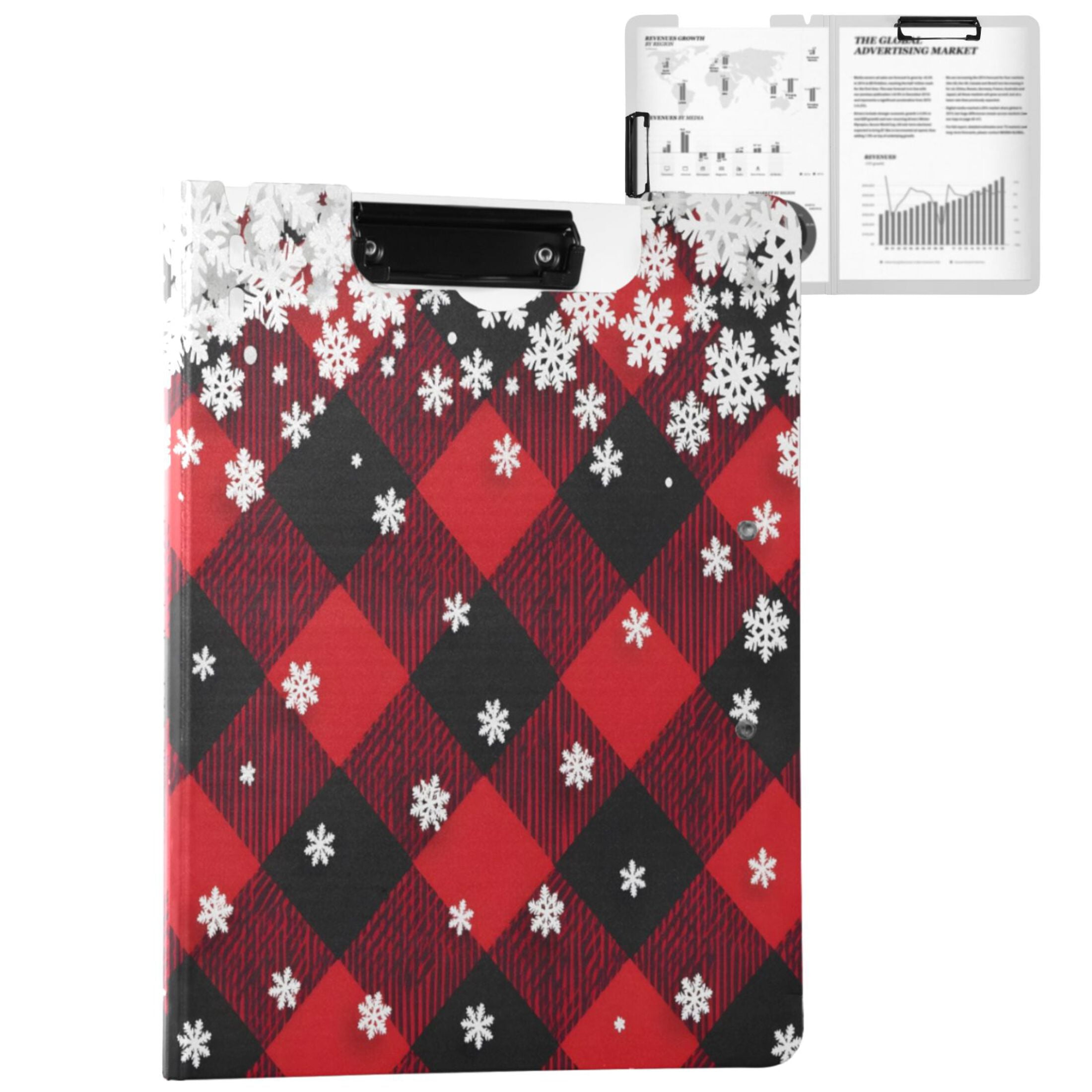 ALAZA Snowflake on Checkered A4 Foldable Clipboard 360 Degree Folder ...