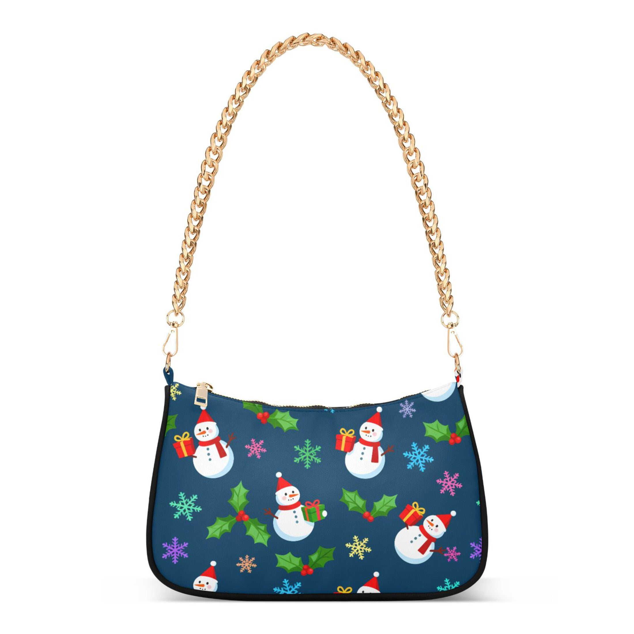 ALAZA Snowman Berry Snowflakes Gift Women's Chain Shoulder Bag Hobo ...