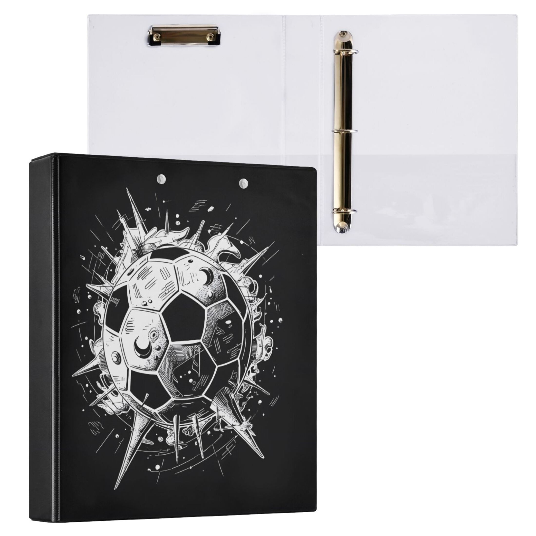 ALAZA Soccer Ball Black Hardcover 3 Ring Binder 1.5" D-Rings with ...