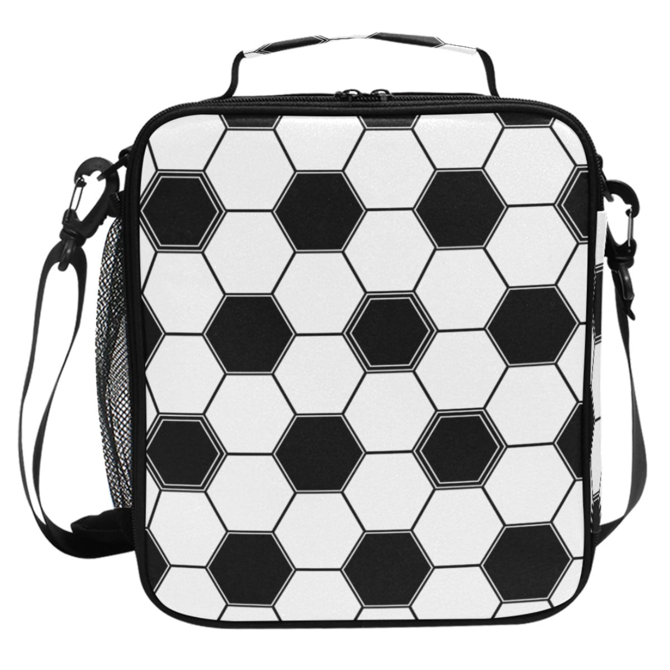 ALAZA Soccer Ball Geometric Lunch Box Insulated Cooler Lunch Bag with ...
