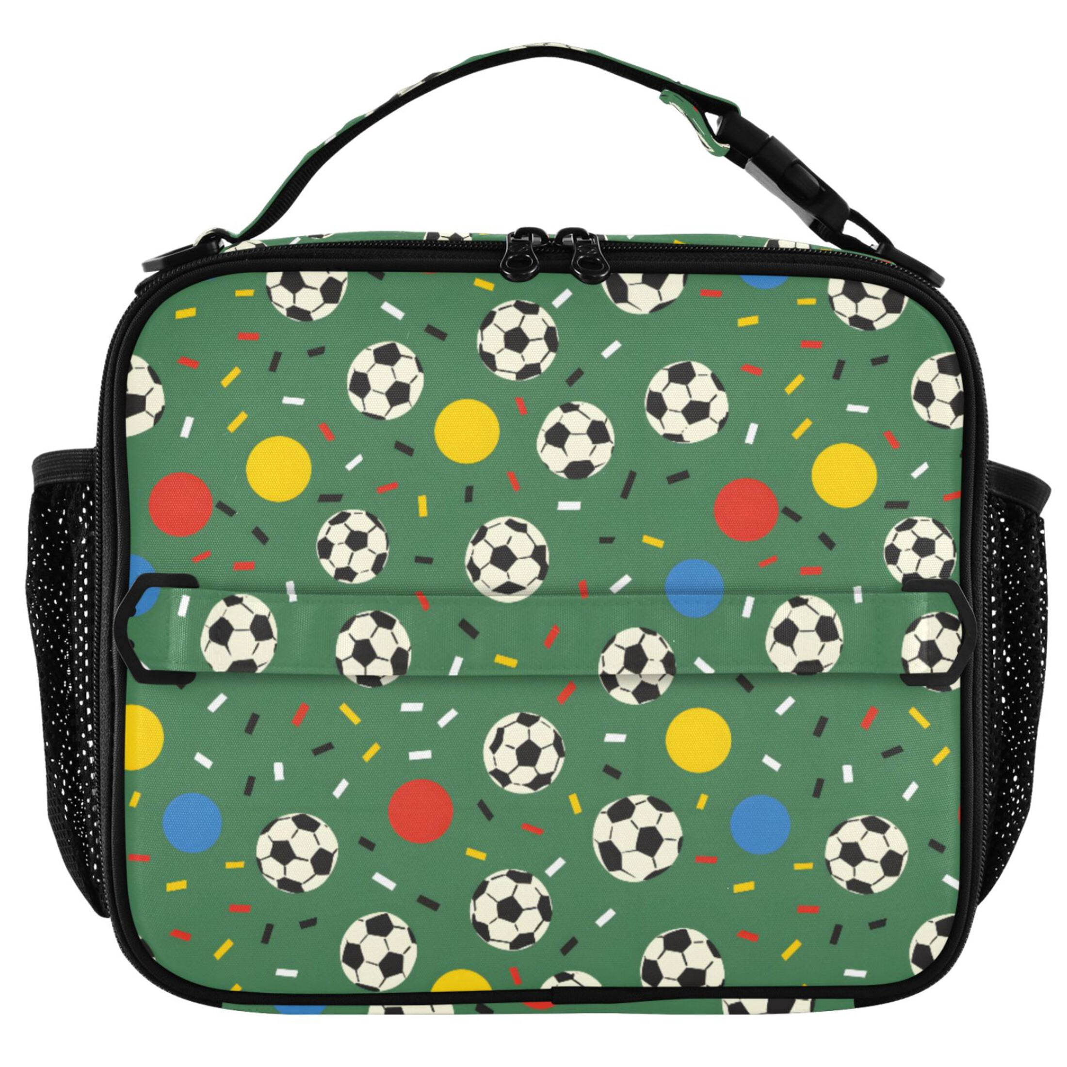 ALAZA Soccer Balls Insulated Lunch Box Lunch Bag Cooler Tote with ...