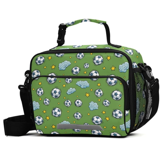ALAZA Soccer Balls Stars Lunch Box Insulated Cooler Bag Reusable Tote ...