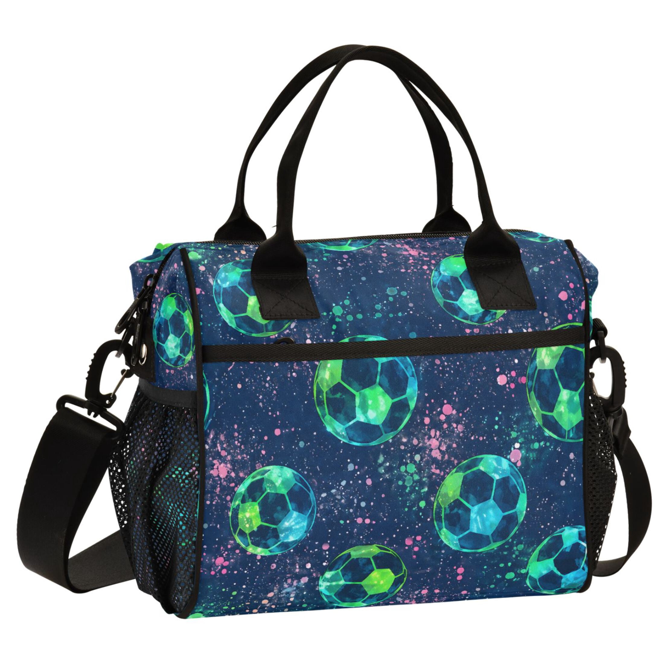 ALAZA Soccer Neon Print Cooler Lunch Bag Insulated Reusable Lunch Tote ...