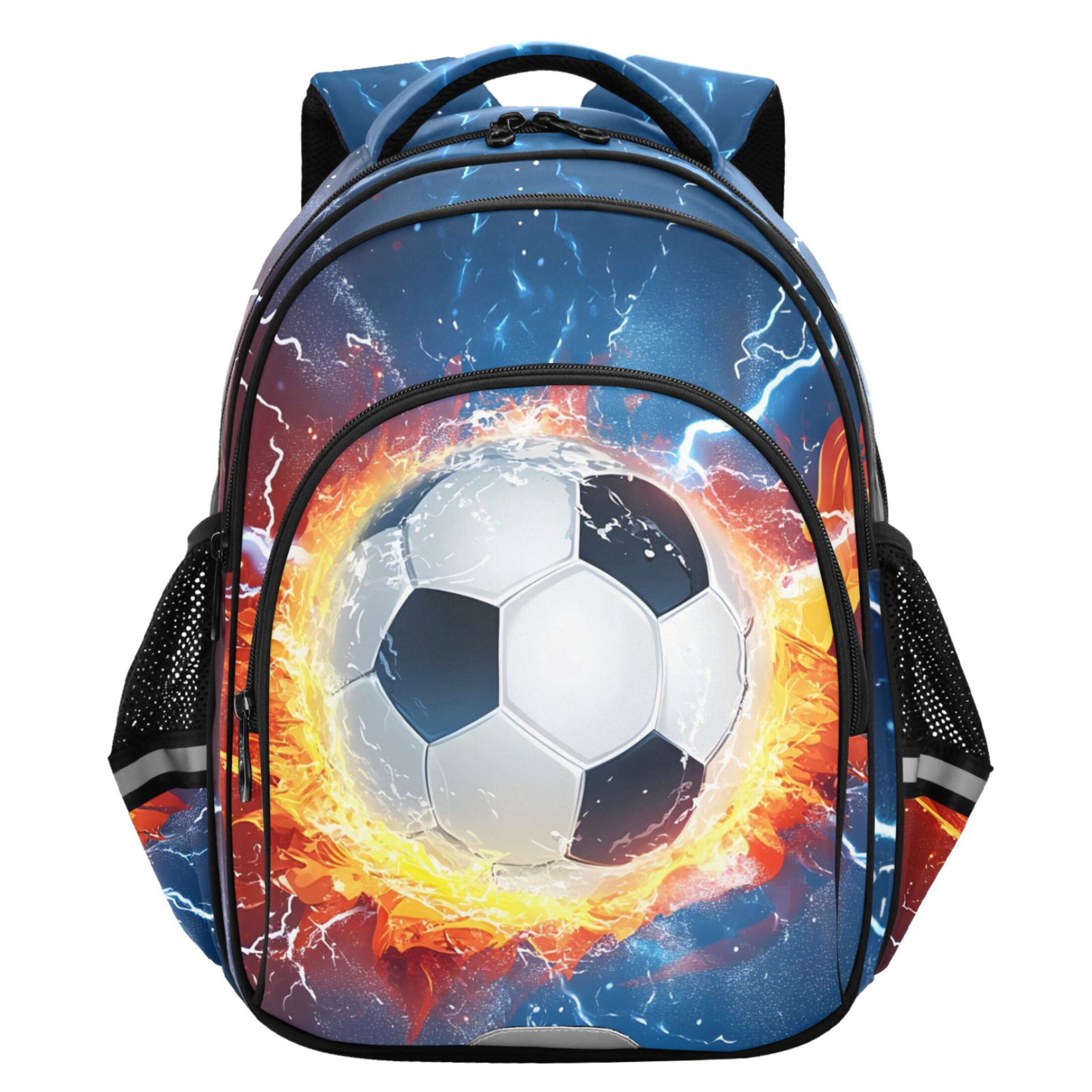 ALAZA Soccer with Fire Lightning School Backpack Elementary Bag Student ...