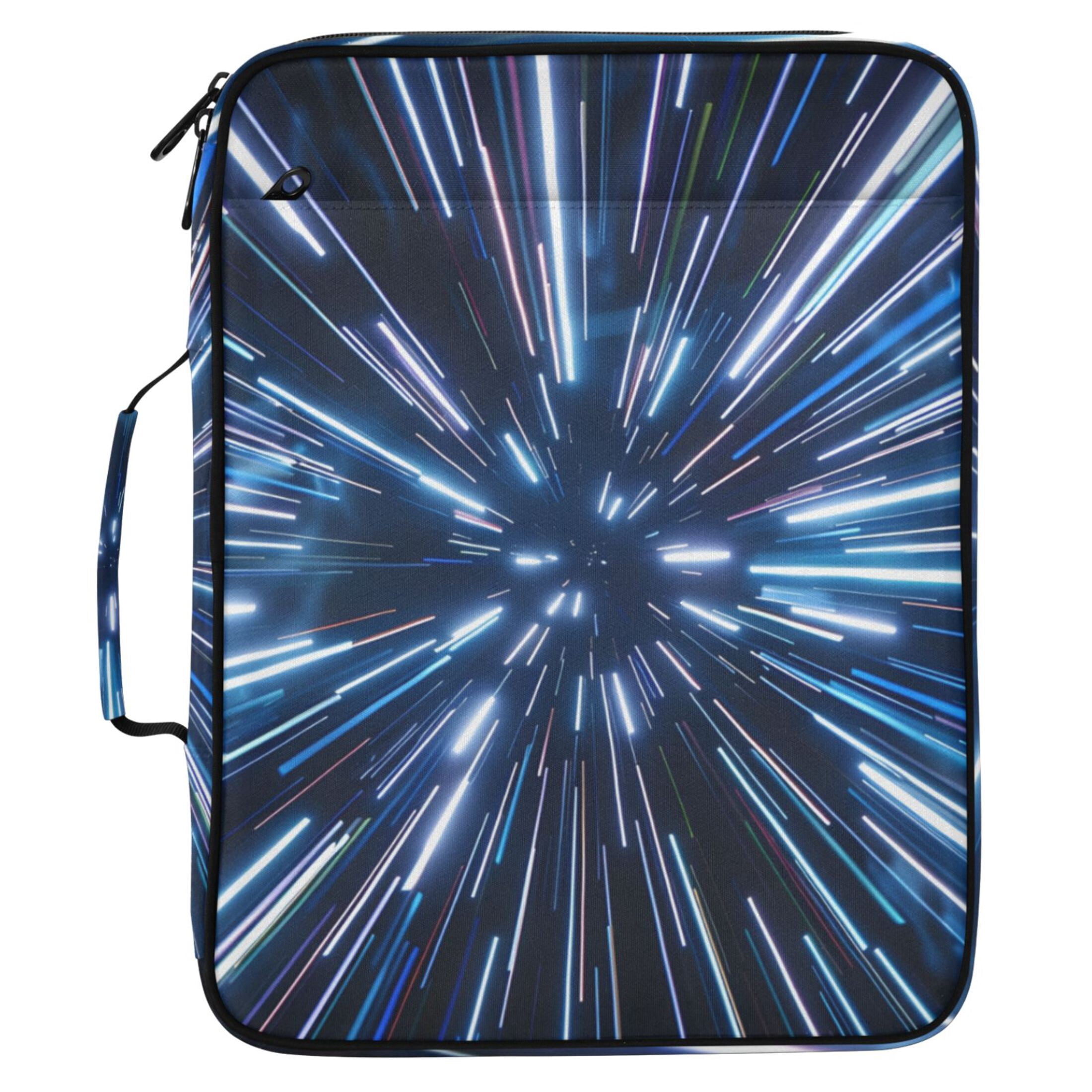 ALAZA Space Light Blue Neon Stripes Pattern Expanding Accordion File ...