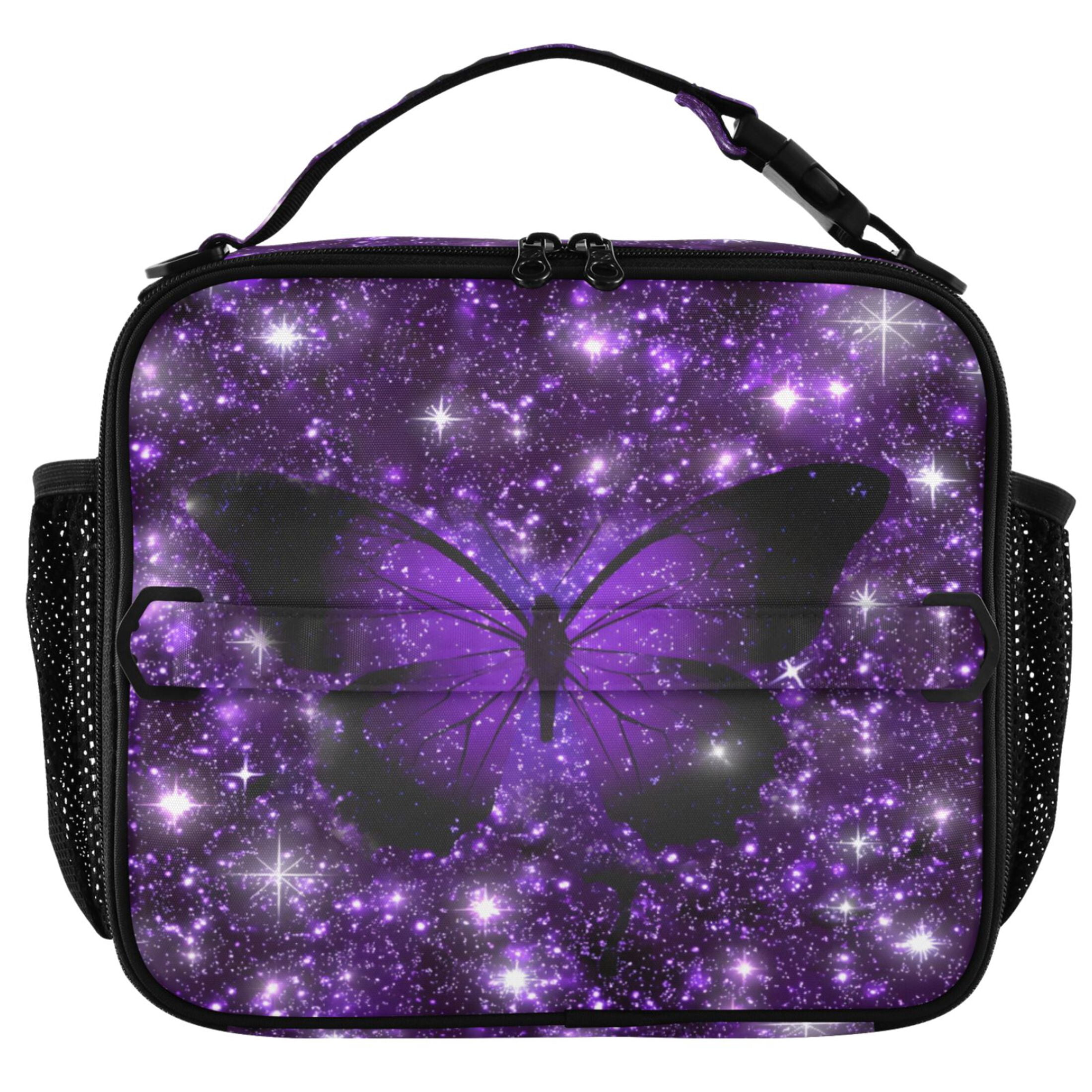 ALAZA Sparkling Butterfly Purple-a6 Insulated Lunch Box Lunch Bag ...