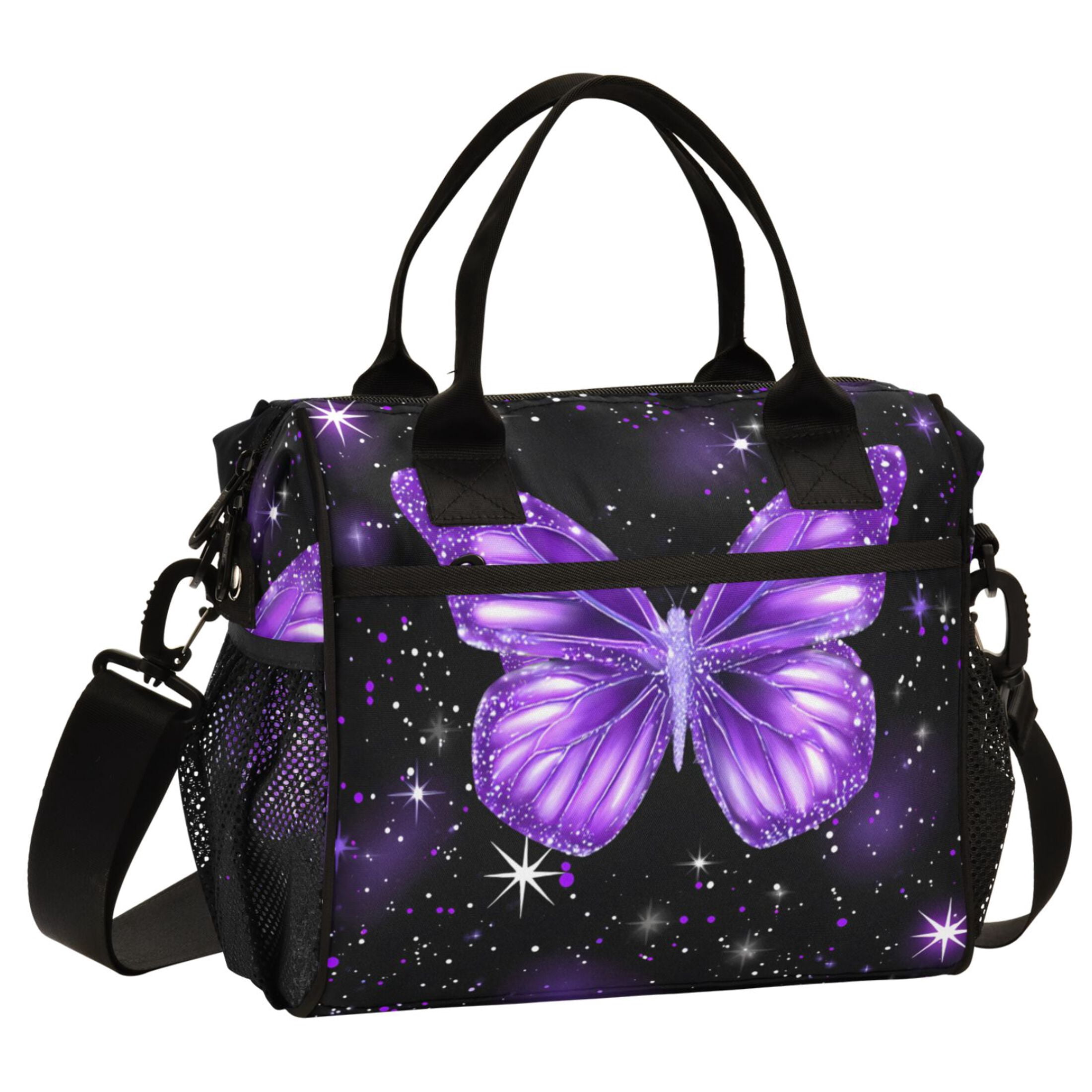 ALAZA Sparkling Butterfly Purple-a9 Print Cooler Lunch Bag Insulated ...