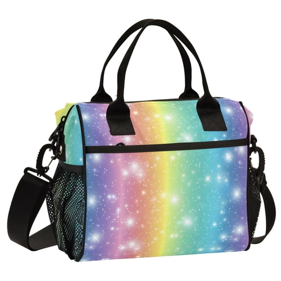ALAZA Sparkling Glitter Stars Print Cooler Lunch Bag Insulated Reusable ...