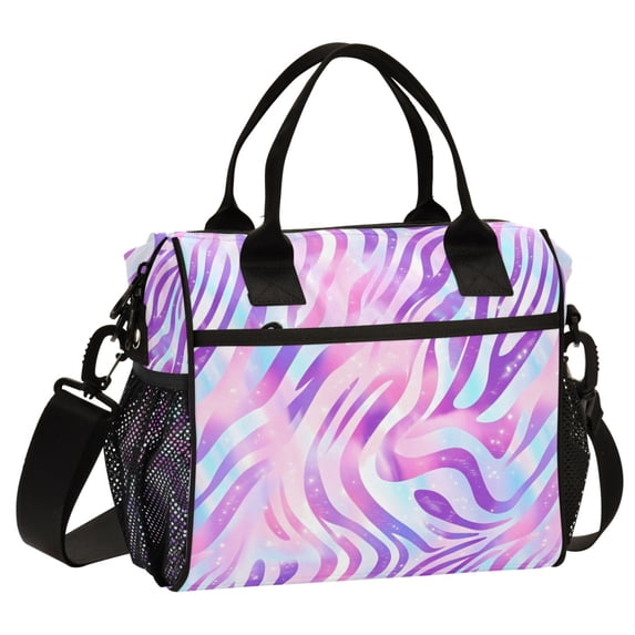 ALAZA Sparkling Purple Print Cooler Lunch Bag Insulated Reusable Lunch ...