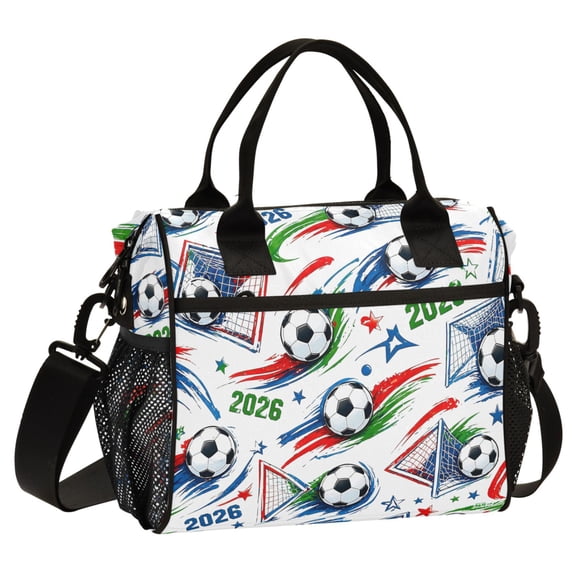 ALAZA Sports Soccer Ball Print Cooler Lunch Bag Insulated Reusable ...