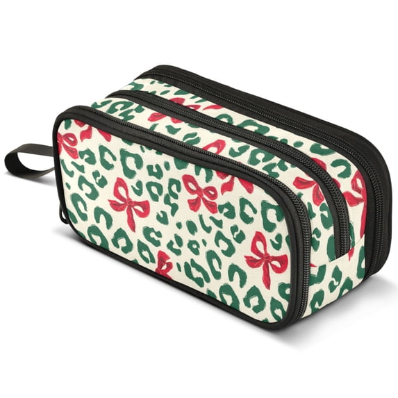 ALAZA Spotted Bow Christmas Pencil Case Bag Large 3 Compartment Pen ...