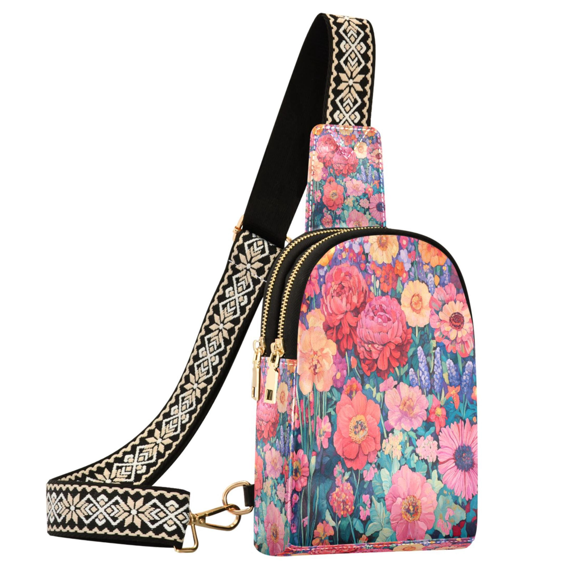 ALAZA Spring Flowers Sling Bag for Women Men Waterproof Crossbody Chest ...