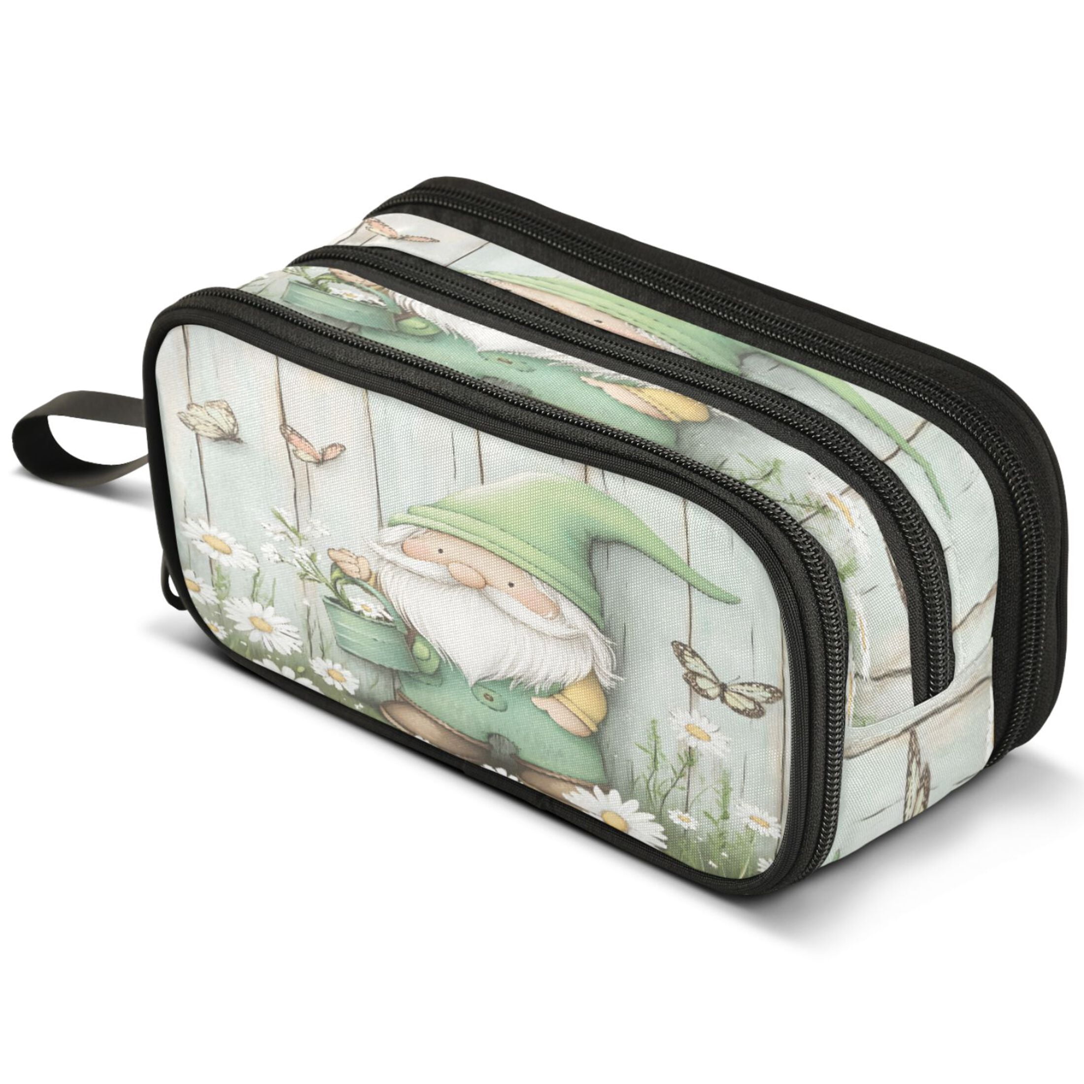 ALAZA Spring Garden Gnome Pencil Case Bag Large 3 Compartment Pen Pouch ...