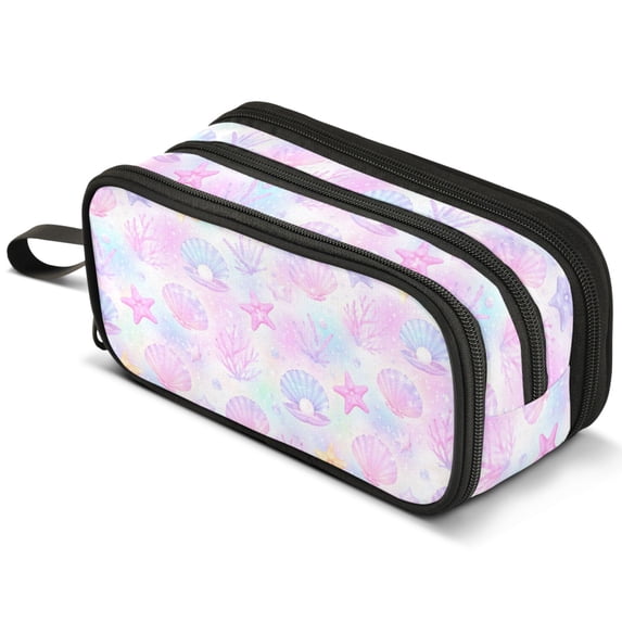 ALAZA Starfish Pink Conch Pencil Case Bag Large 3 Compartment Pen Pouch ...