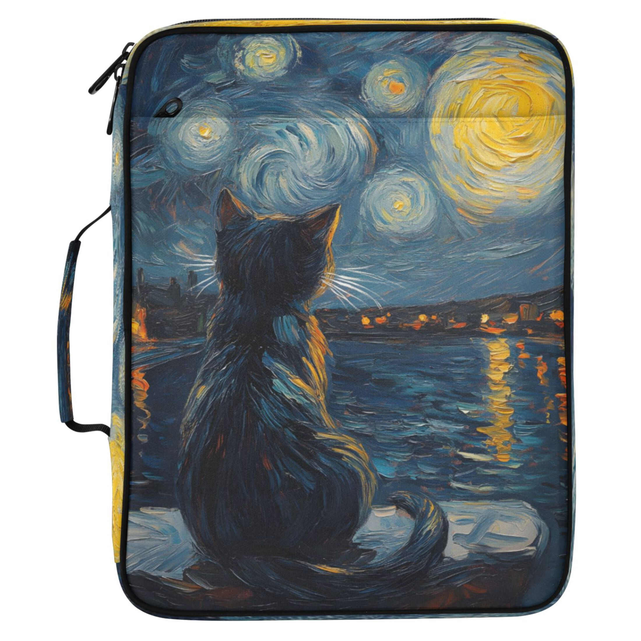 ALAZA Starry Night Cat Pattern Expanding Accordion File Folder 3 Ring ...
