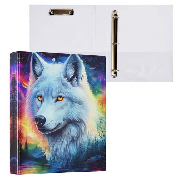 ALAZA Starry with Wolf Hardcover 3 Ring Binder 1.5" D-Rings with ...